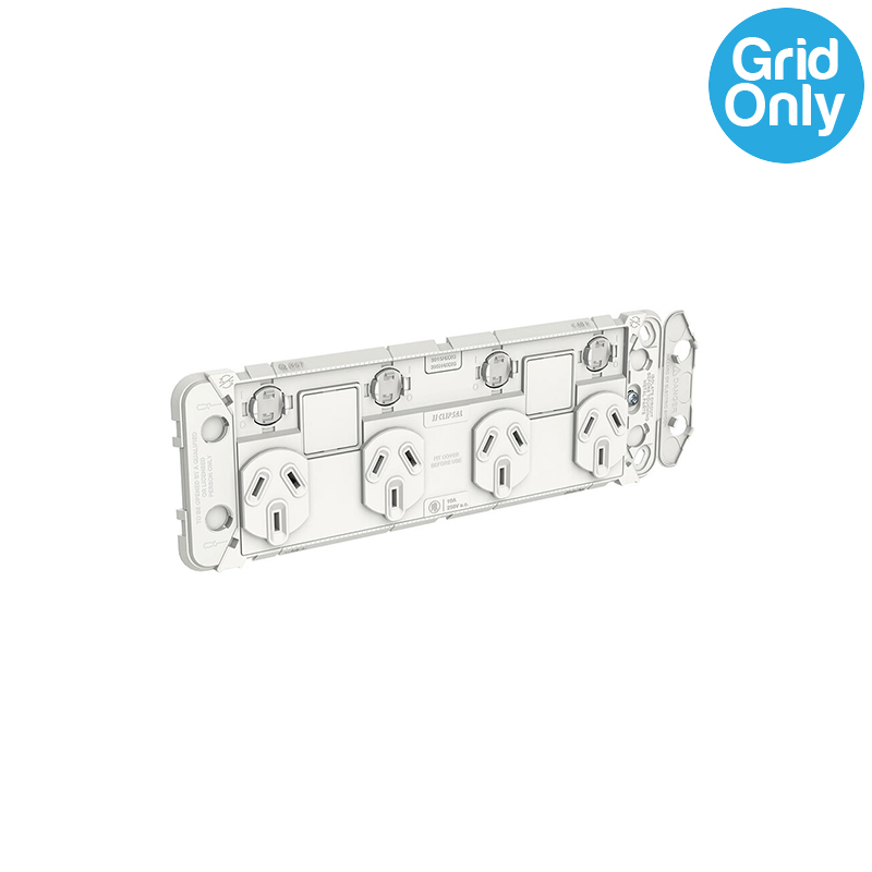 Clipsal Iconic Quad Powerpoint 10A Grid | 3015/4XXUAG