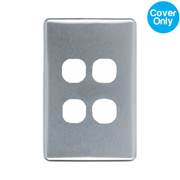 Clipsal Classic 4 Gang Brushed Aluminium Silver Cover