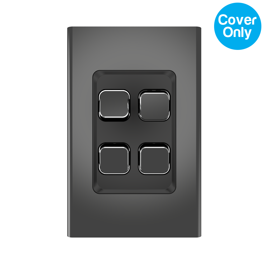 Clipsal Iconic Styl 4 Gang Switch Skin Silver Shadow