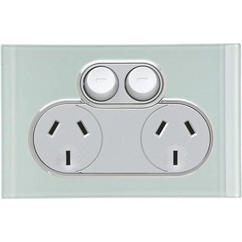 Clipsal Saturn Double Powerpoint Ocean Mist | 4025-OM