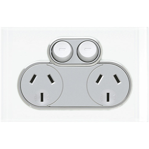 Clipsal Saturn Double Powerpoint Pure White | 4025-PW
