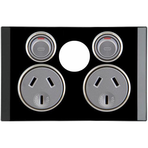 Clipsal Saturn Double Powerpoint Without Removable Switch Espresso Black