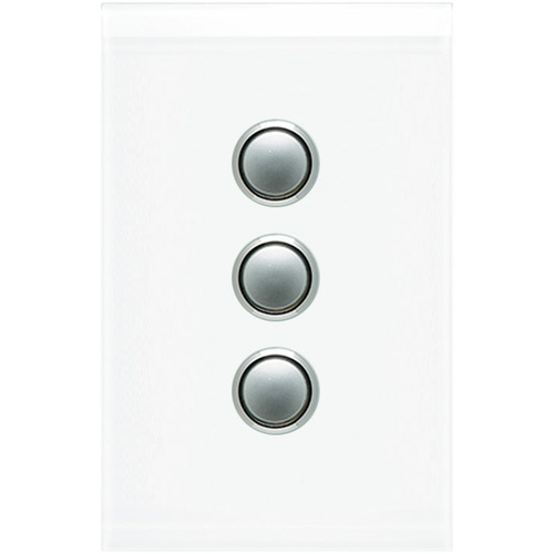 Clipsal Saturn 3 Gang Switch With LED Pure White | MJS Electrical Supplies