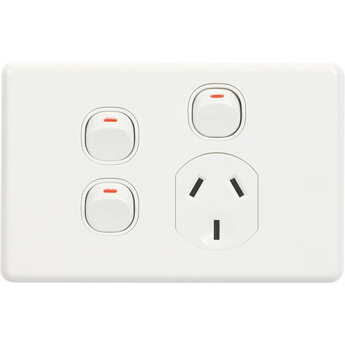 Clipsal Classic Single Powerpoint + Two Extra Switches