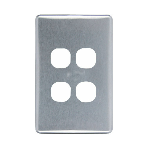 Clipsal Classic 4 Gang Brushed Aluminium Silver Cover