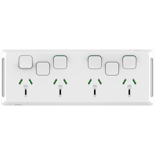 Clipsal Pro Quad Powerpoint 10A + 2 Extra Switches Blank White