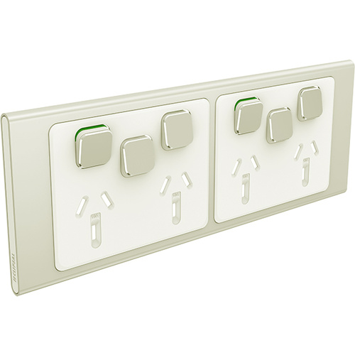 Clipsal Iconic Styl Quad Powerpoint Skin + 2x Extra Switch Crowne