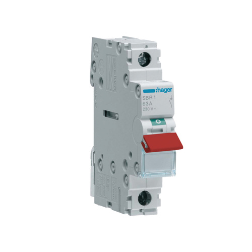 Hager Single Pole Main Switch 80A Red Toggle | SBR180