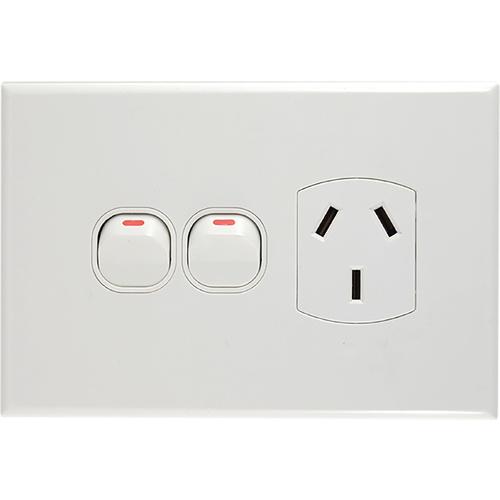 Connected Switchgear GEO Single Powerpoint + Extra Switch White