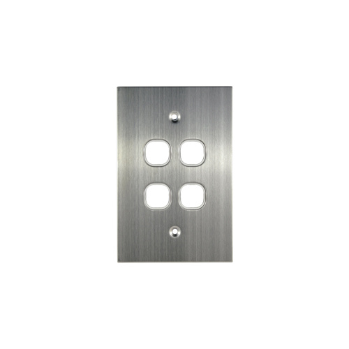 Connected Switchgear Stainless Steel 4 Gang Plate White