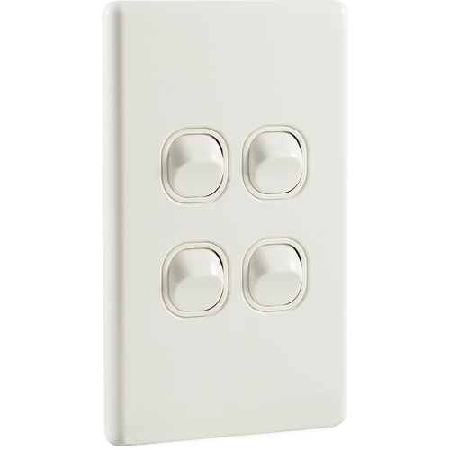 QCE Slimline 4 Gang Quad Light Switch | WS4S