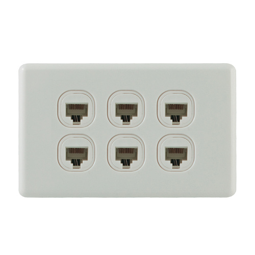 Six Gang Data & Telephone Outlet - RJ45 Socket | MJS Electrical Supplies